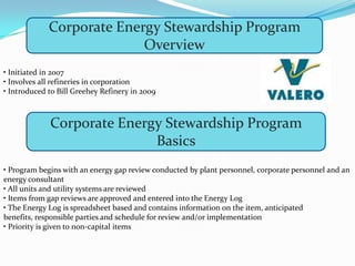 Valero refinery energy | PPTX