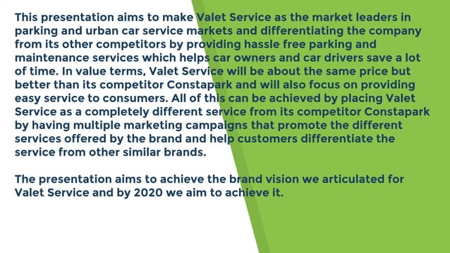 Valet service marketing plan | PPT