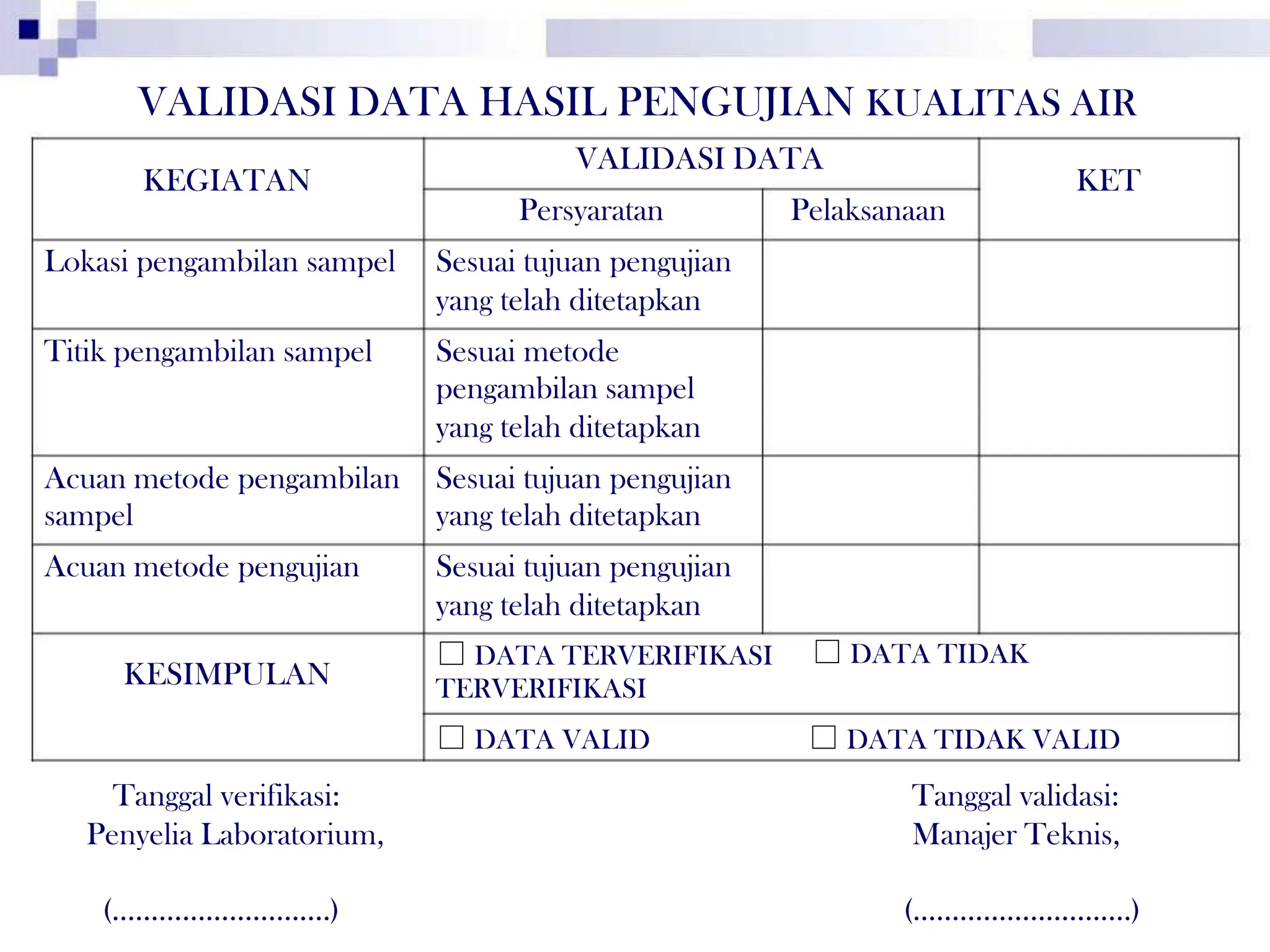 Verifikasi dan Validasi Data Hasil Pengujian | PDF