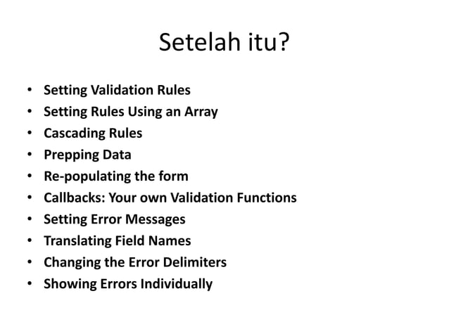Validasi form menggunakan codeigniter | PPT