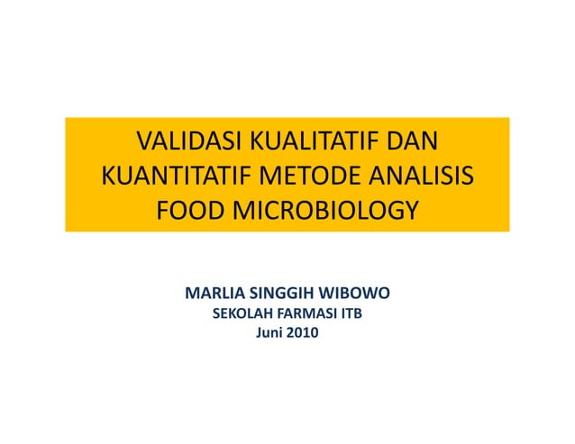 Validasi metode analisis mikrobiologi s2 | PDF | Chemistry | Science