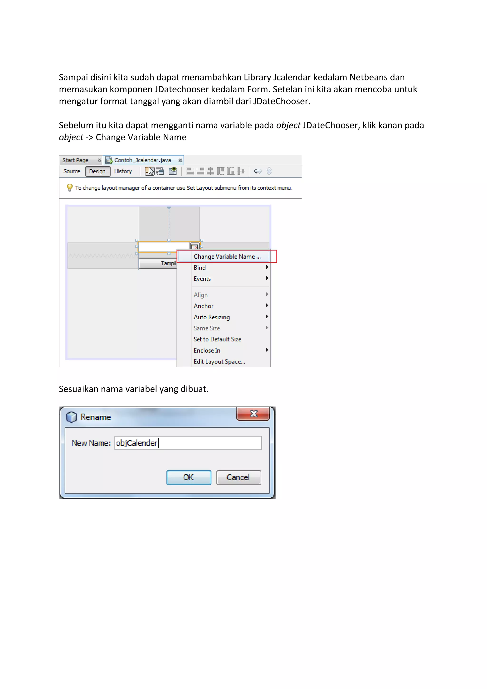 Menjaga Validasi tanggal dengan Jcalendar pada java | PDF