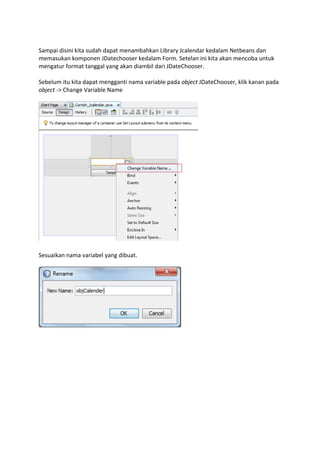 Menjaga Validasi tanggal dengan Jcalendar pada java | PDF