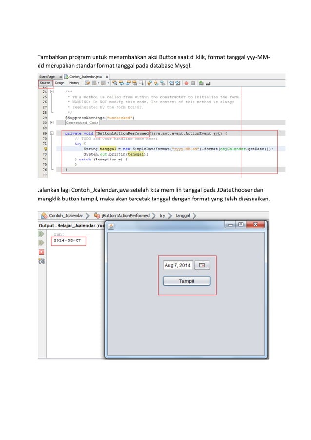 Menjaga Validasi tanggal dengan Jcalendar pada java | PDF