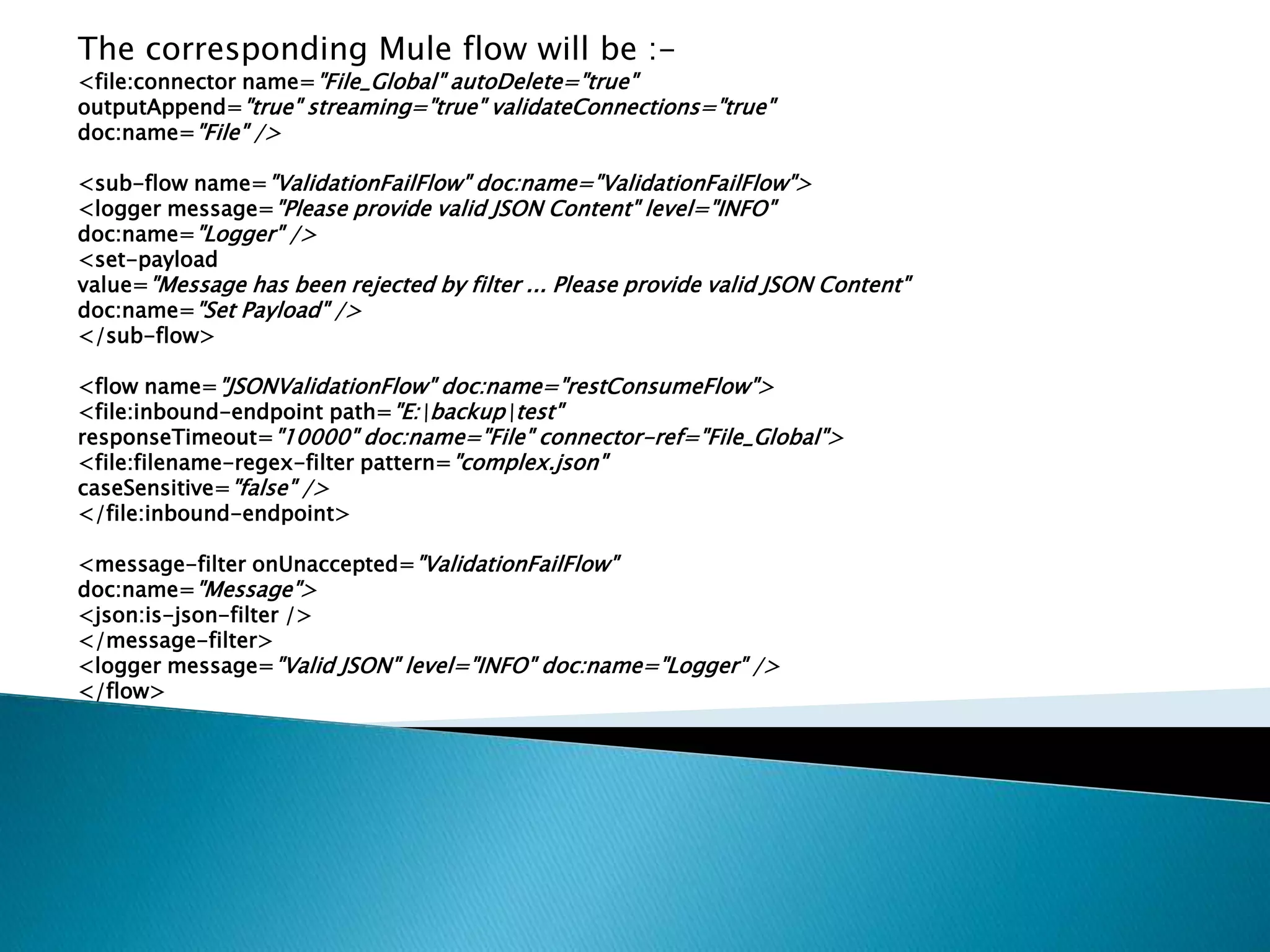Validating a json in mule | PPTX