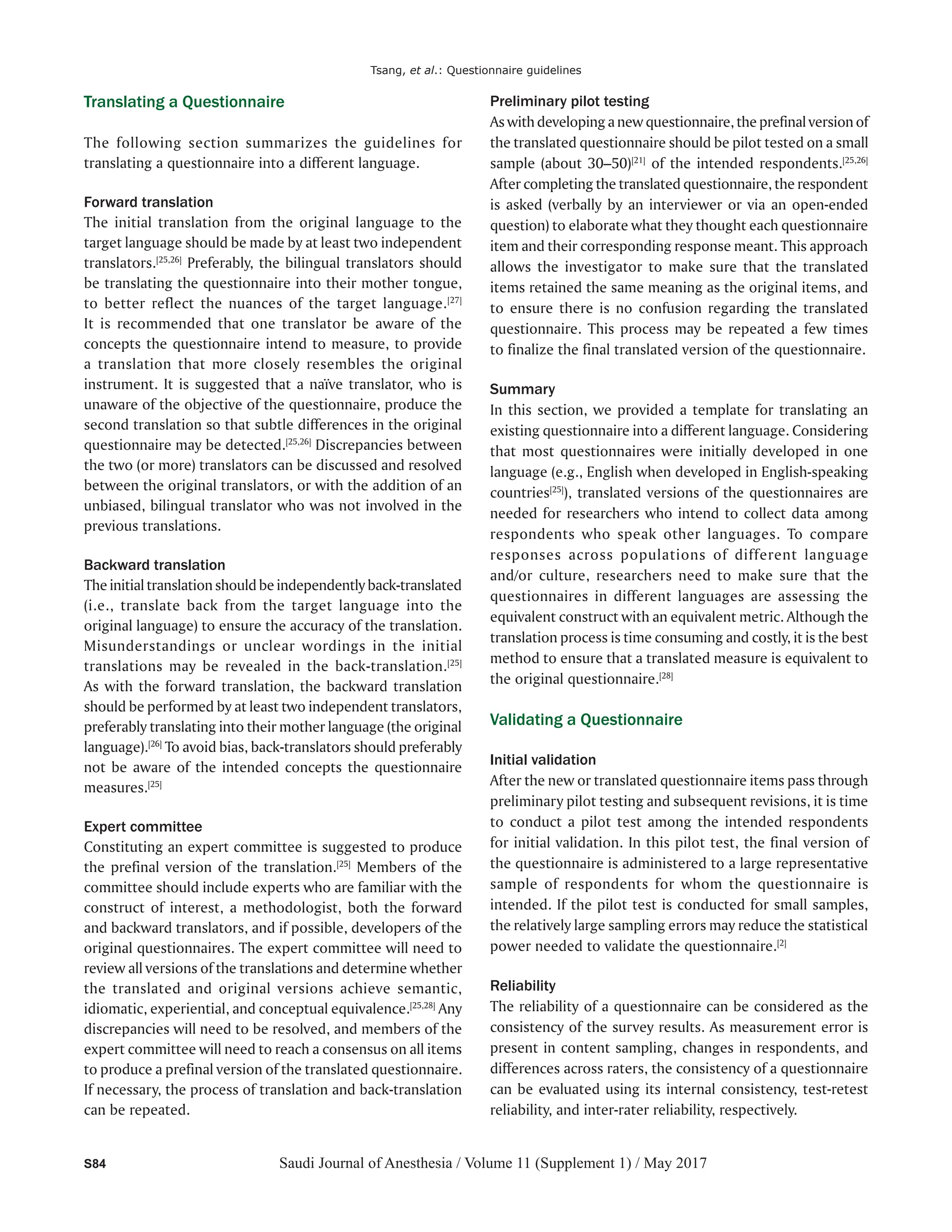 VALIDATING QUESTIONNAIRE preoperativepain | PDF