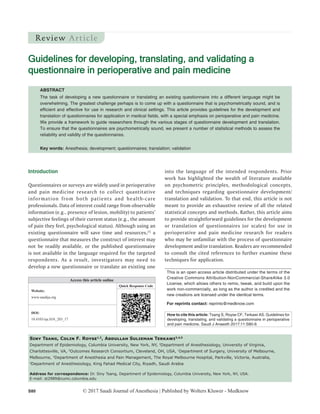 VALIDATING QUESTIONNAIRE preoperativepain | PDF