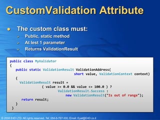 ASP.NET MVC 3.0 Validation | PPTX | Web Design and HTML | Internet