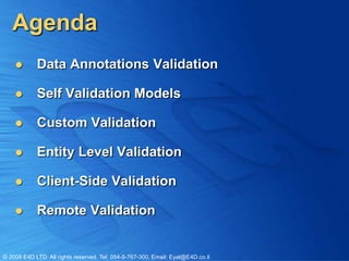 ASP.NET MVC 3.0 Validation | PPTX | Web Design and HTML | Internet