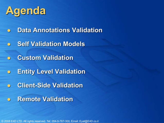 ASP.NET MVC 3.0 Validation | PPTX | Web Design and HTML | Internet