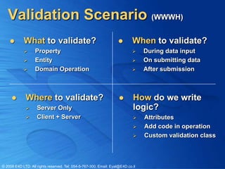 ASP.NET MVC 3.0 Validation | PPTX | Web Design and HTML | Internet