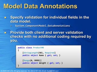 ASP.NET MVC 3.0 Validation | PPTX | Web Design and HTML | Internet