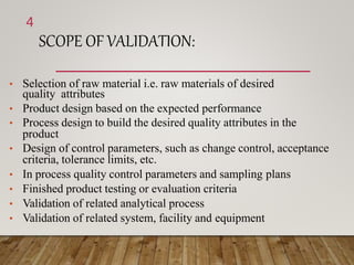 Validation in pharmaceutical industry | PPTX