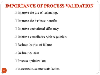 Validation ( process validation, TT from R&D to pilot plant) | PPT