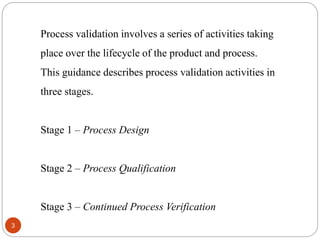 Validation ( process validation, TT from R&D to pilot plant) | PPT