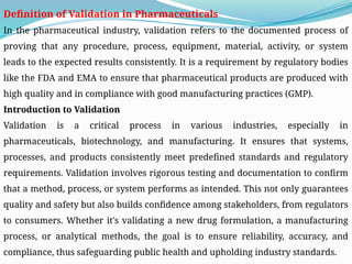 Validation in the Pharmaceutical Industry | PPTX