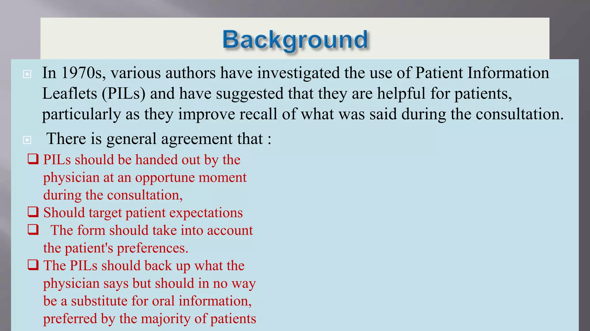Validation and patient information leaflet | PPTX