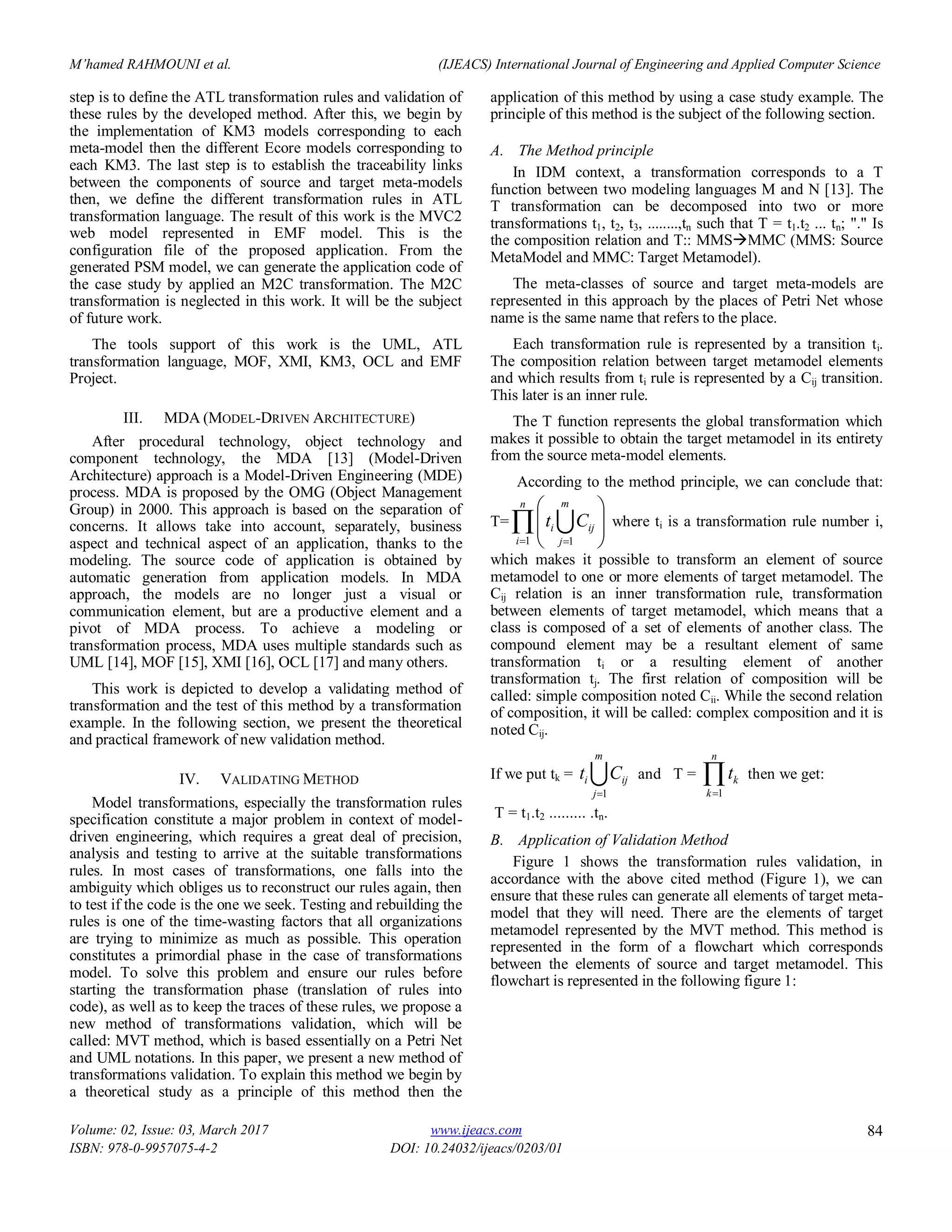 Validation Of Atl Transformation To Generate A Reliable Mvc2 Web Models Pdf