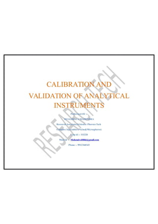 Validation and calibration of analytical equipment | PDF