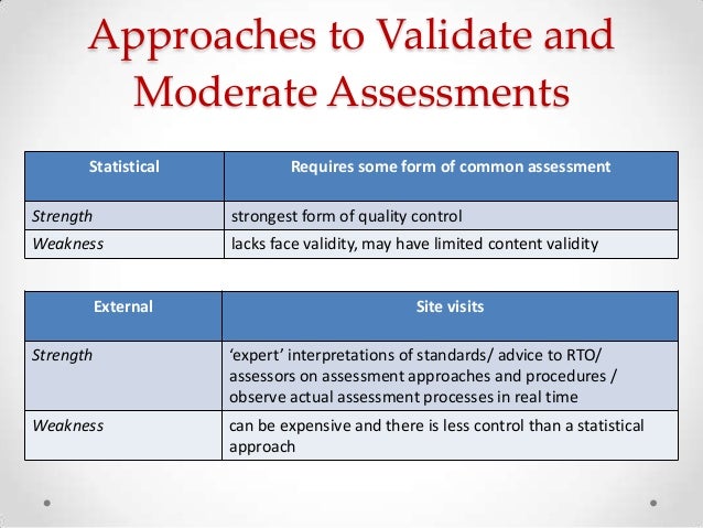 Validation and moderation workshop Session 1