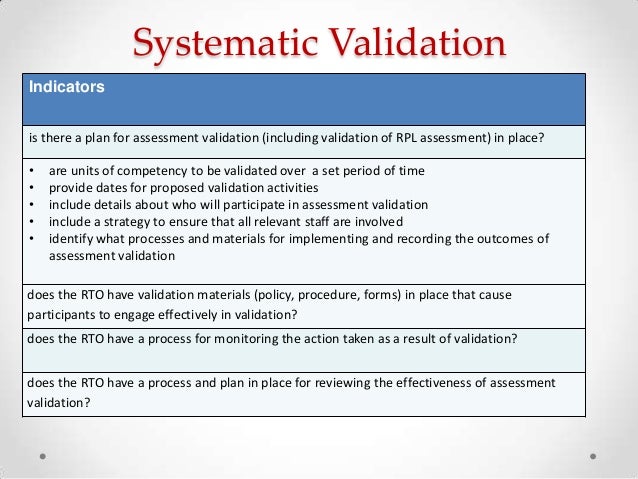 Validation and moderation workshop Session 1