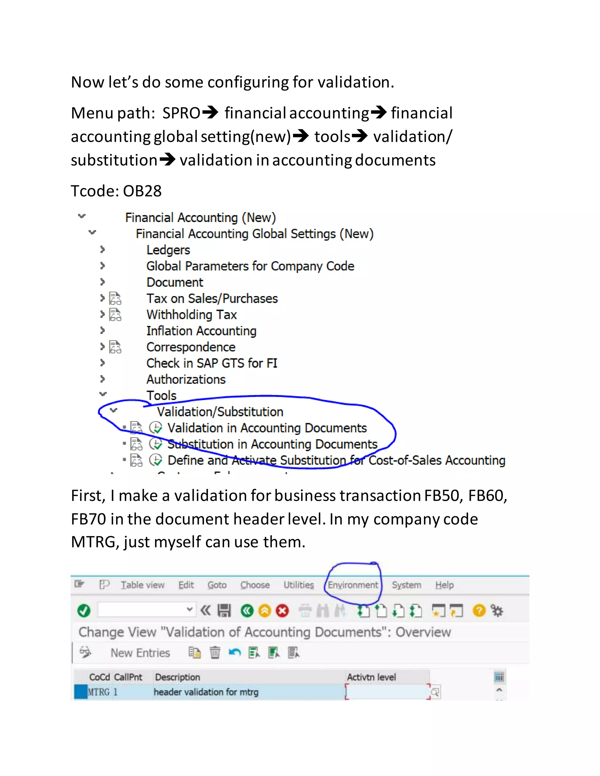 Validation and substitution -sap fi advance functions 2019 | DOCX