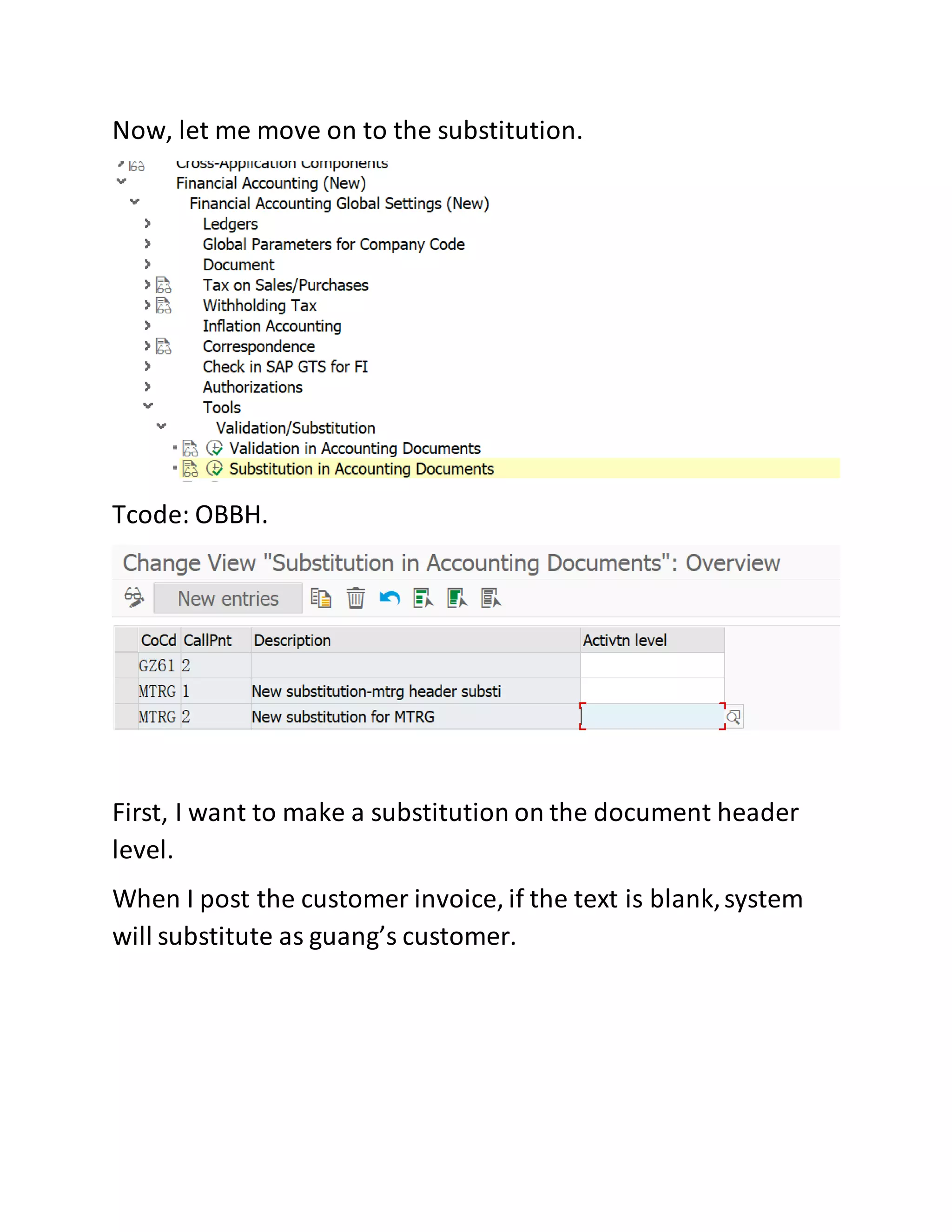 Validation and substitution -sap fi advance functions 2019 | DOCX