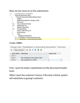 Validation and substitution -sap fi advance functions 2019 | DOCX