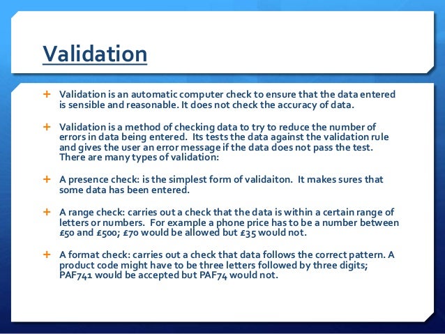 Validation and verification