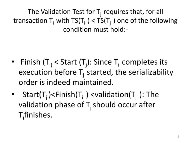 Validation based protocol | PPTX | Databases | Computer Software and Applications