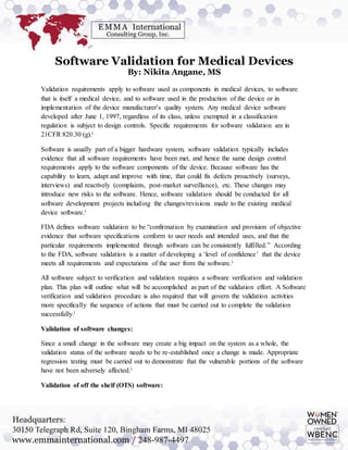 Software Validation for Medical Devices | DOCX