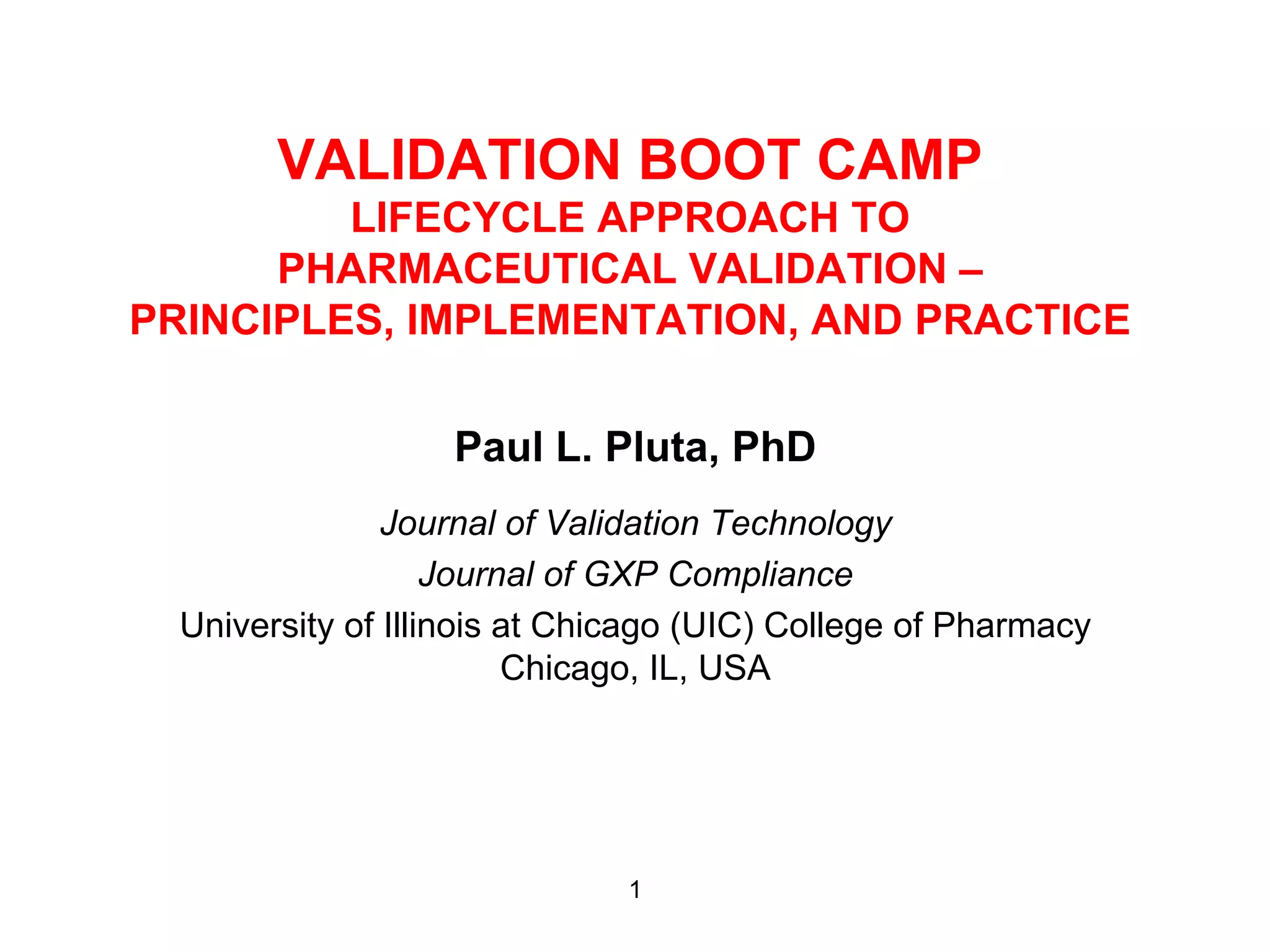 Validation Boot Camp | PDF