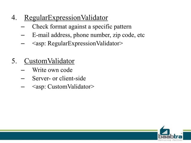 Validation controls ASP .NET