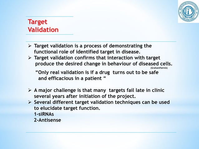 Validation & Diversity of drug targets | PPTX