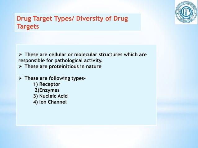 Validation & Diversity of drug targets | PPTX
