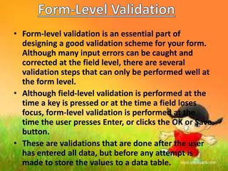 Validation and input formatting | PPT