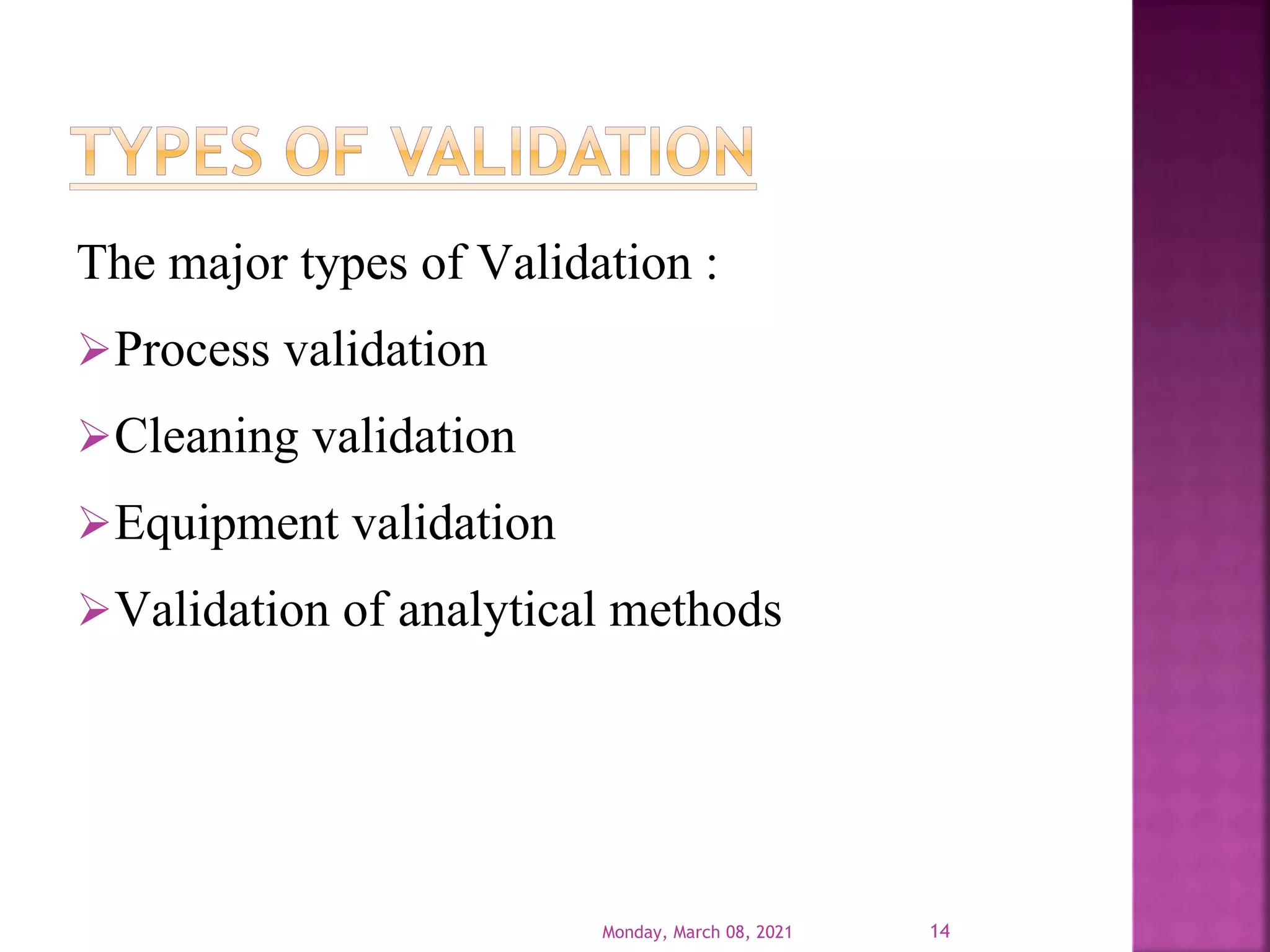 Validation (intro, scope, merits, ich, who guidelines) | PPTX
