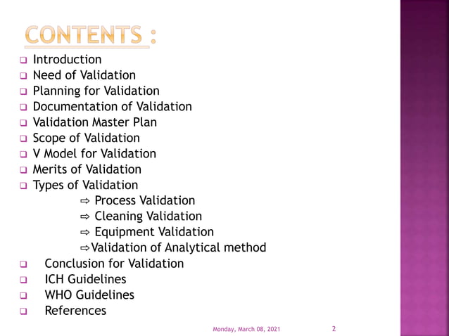 Validation (intro, scope, merits, ich, who guidelines) | PPTX | Pharmaceutical Industry | Industries