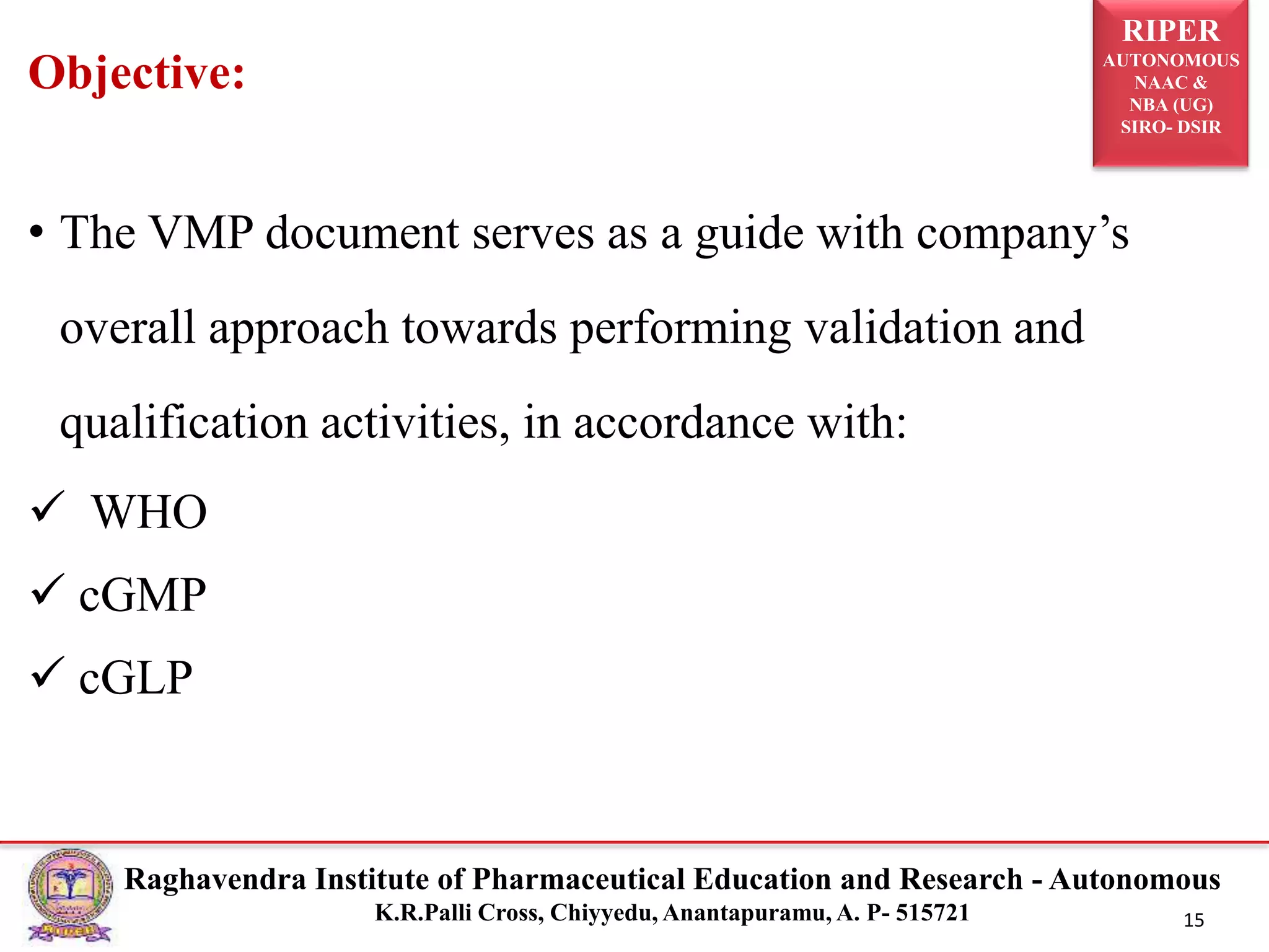 Validation master plan | PPTX