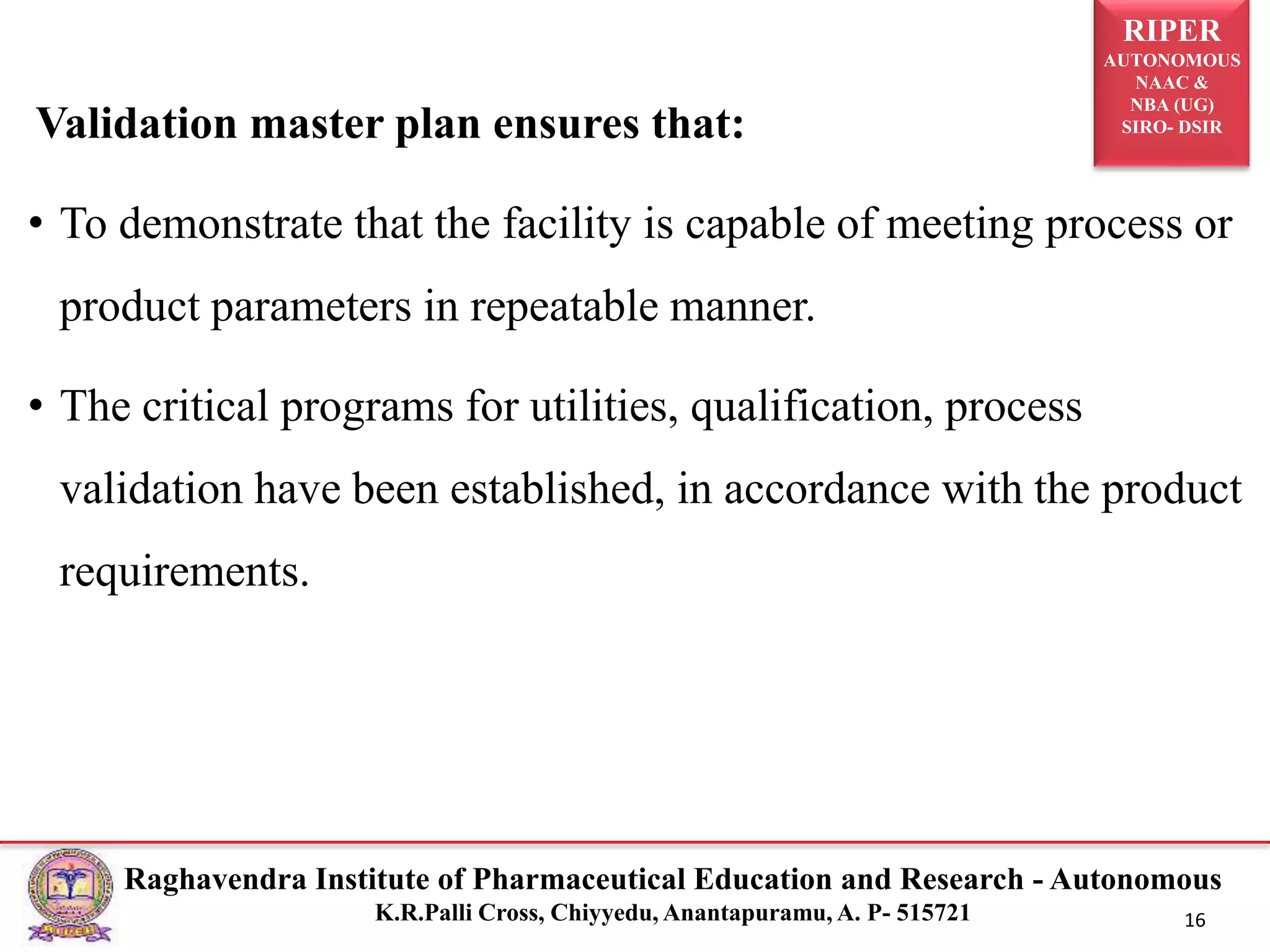 Validation master plan | PPTX