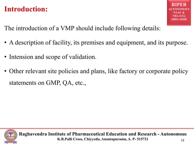 Validation master plan | PPTX