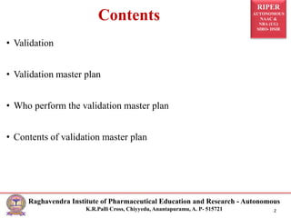 Validation master plan | PPTX