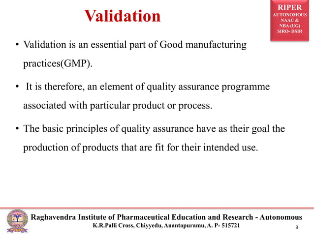Validation master plan | PPTX