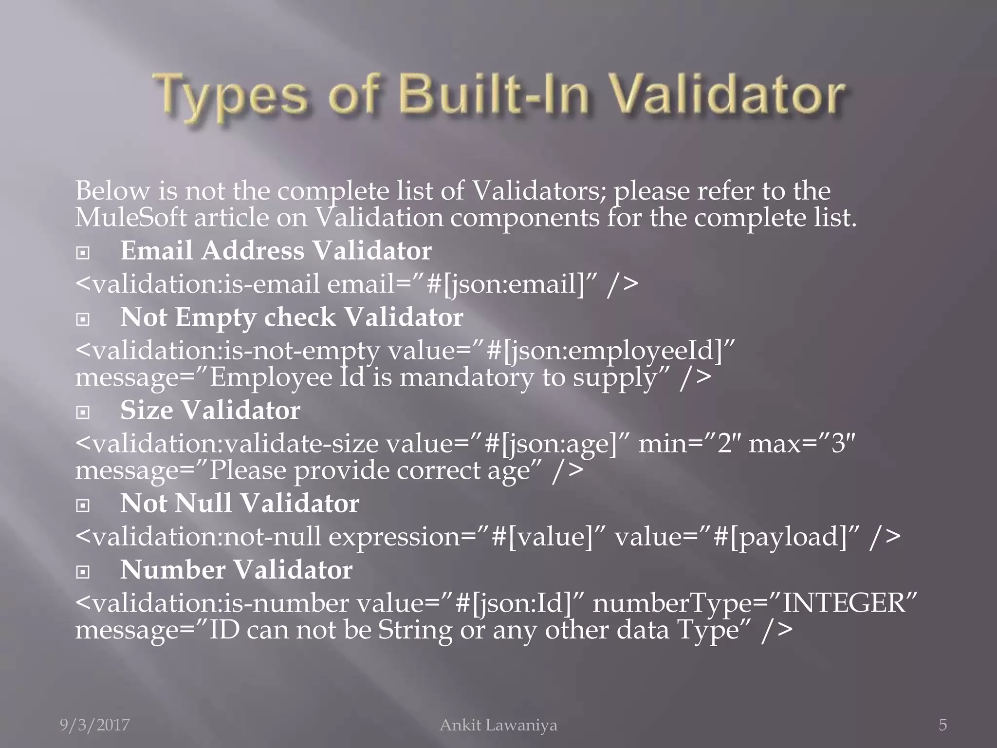 Validation module in mule | PPTX