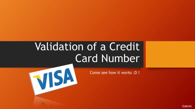 Validation of a credit card number | PDF