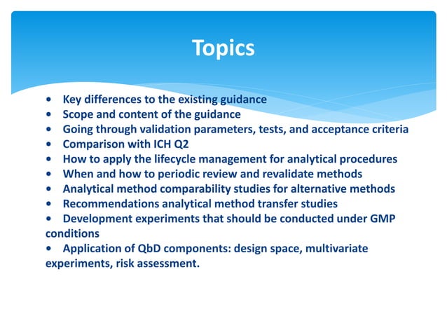Validation Of Analytical Methods According To The New Fda Guidance Ppt