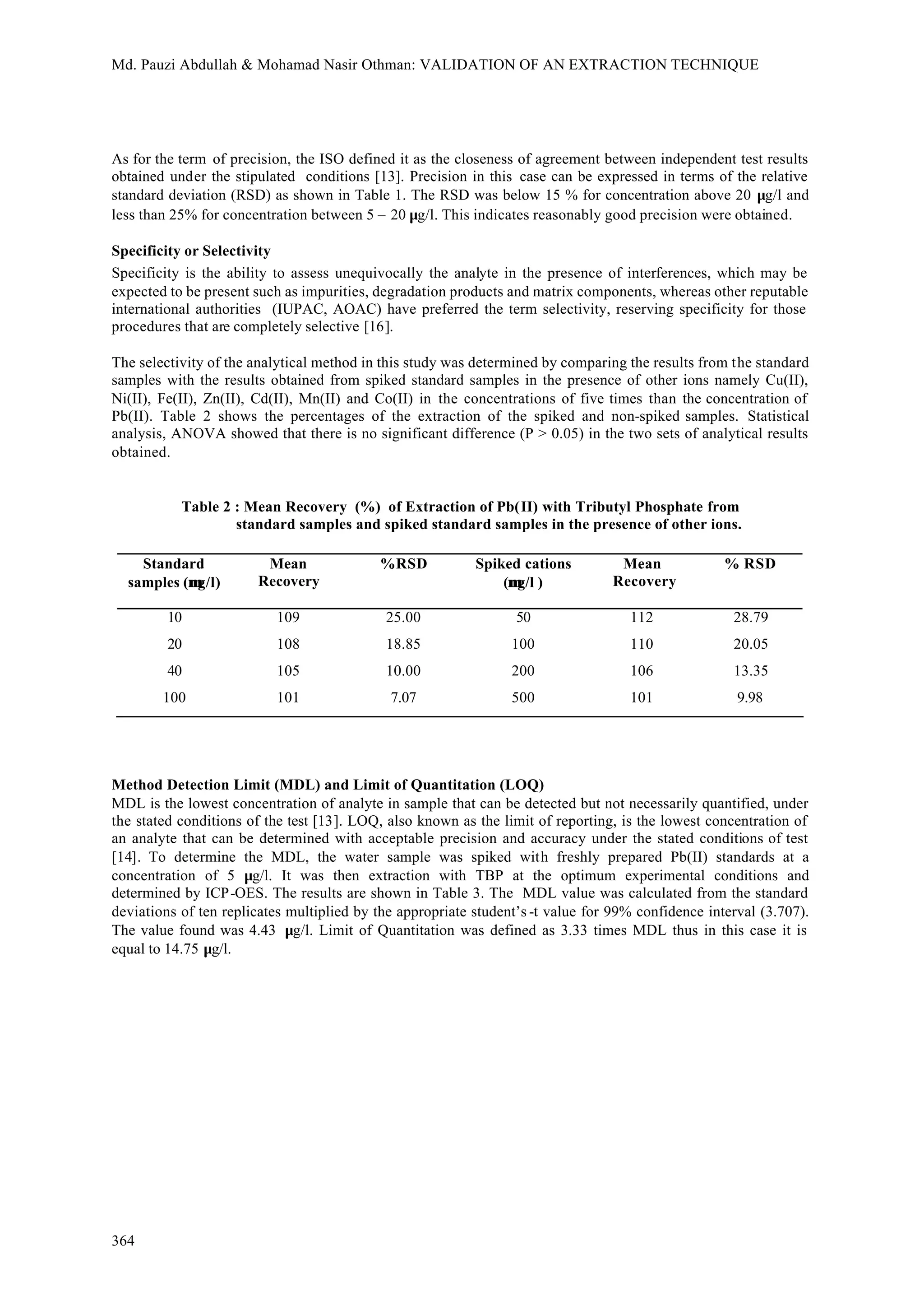 Validation of an extraction technique based on tributyl phosphate | PDF | Free Download