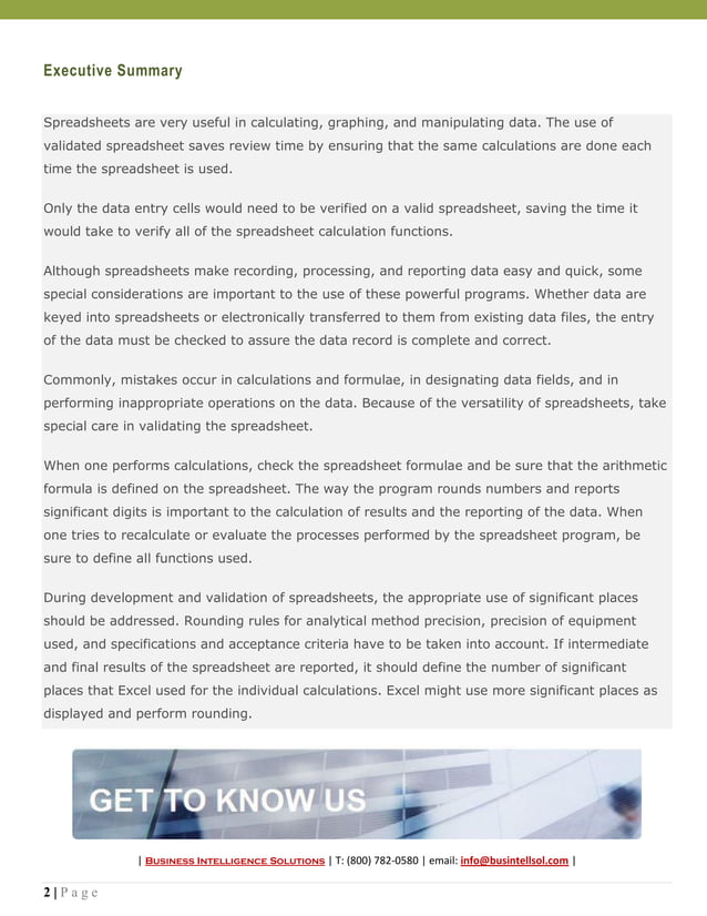 Validation Of Excel Spreadsheets Pdf