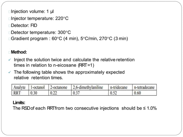 Validation of gc instrument | PPTX | Chemistry | Science
