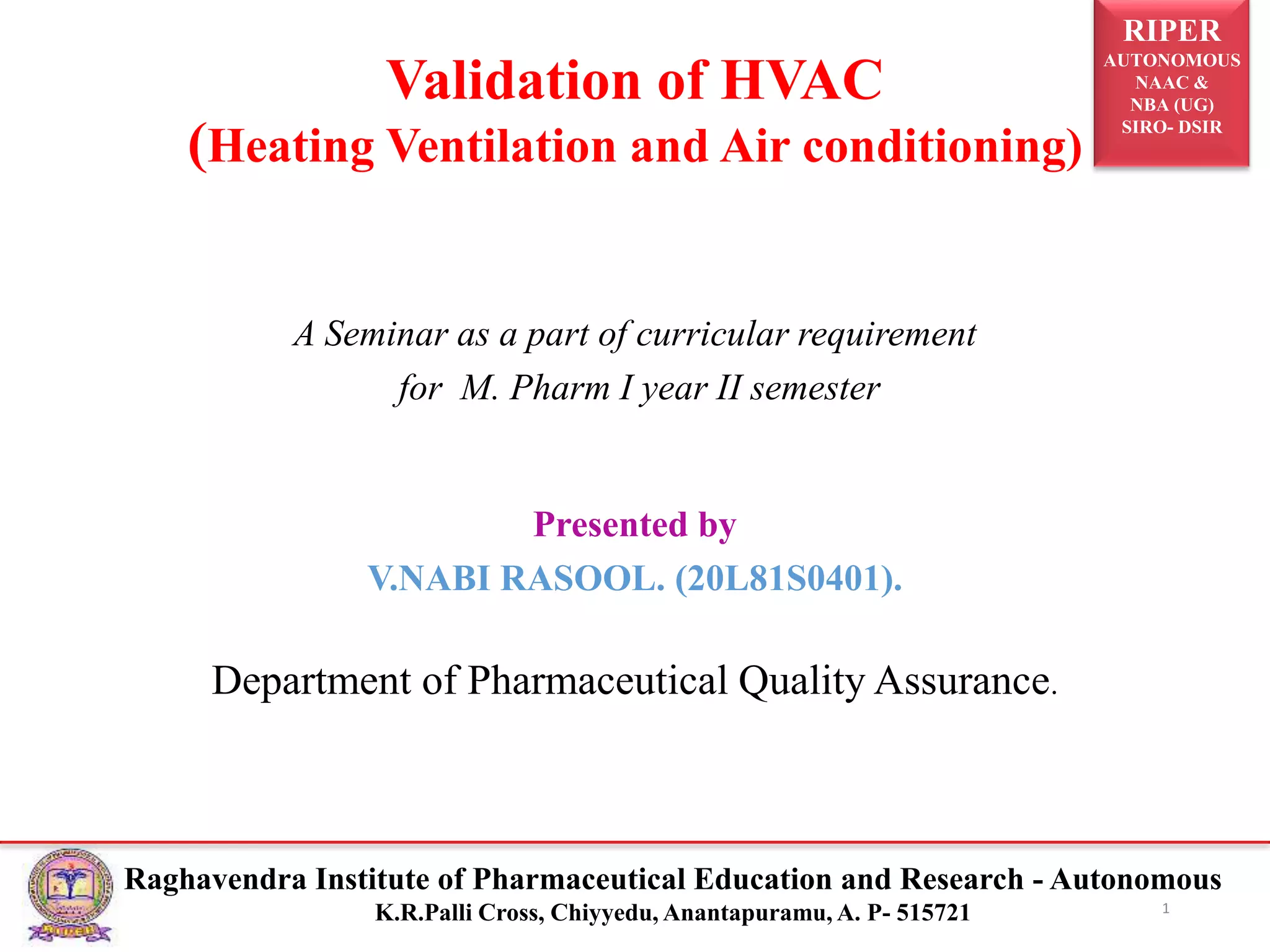 Validation of hvac | PPTX